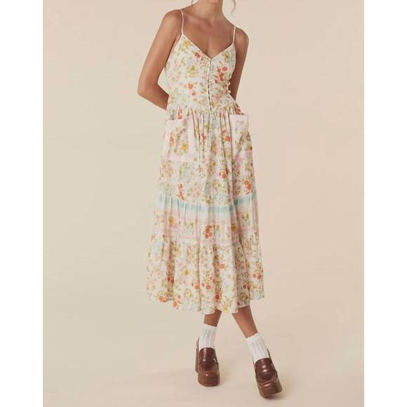 Spell | Dresses | New Spell Flora Linen Midi Dress In Pastel | Poshmark